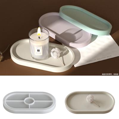 China DIY Crystal Dropping Gel Elliptical Storage Dish Silicone Mold Aromatherapy Gypsum Tray Decoration Mold for sale