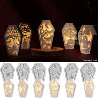 China DIY adhesive plaster cement Halloween ghost demon spider coffin hollow Easter egg lamp silhouette silicone mold for sale