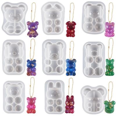 China Drip Glue Mirror Resin Semi Three Dimensional Little Bear Little Rabbit Little Mouse Silicone Mold DIY Keychain Pendant for sale