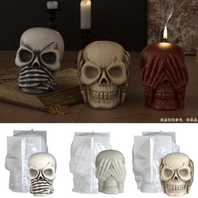 China Aromatherapy plaster covers the ears, doesn't listen, covers the eyes, doesn't look, covers the mouth, doesn't say anything, skull head candles, jewelry, silicone molds for sale