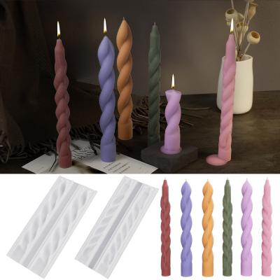 China Diy spiral long rod candle mould long strip profiled spiral Fried Dough Twists slender rod scented candle silicone mould for sale