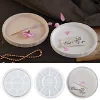 China DIY Drip Glue Gypsum Cement Coarse Stripe Circular Tray Lace Dish Storage Tray Flower Pot Base Silicone Mold for sale