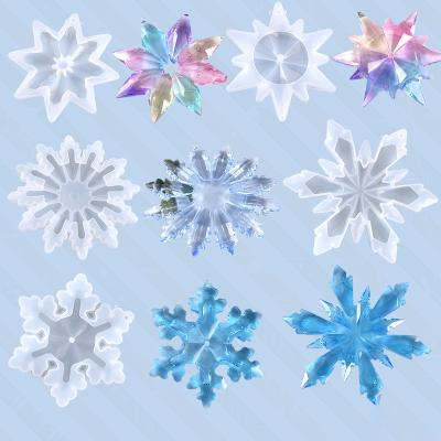 China DIY crystal dropper mold homemade high mirror snowflake pendant jewelry silicone mold spot wholesale for sale