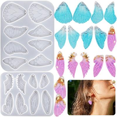 China Crystal dropper butterfly wing earrings pendant DIY feather elf wing earrings silicone mold for sale