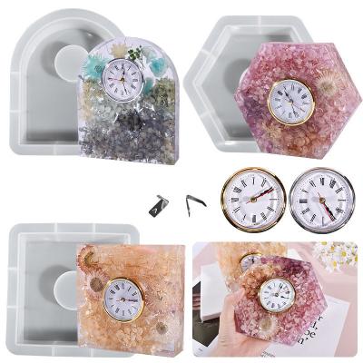 China Dropping glue DIY vertical clock swing table mold, geometric European clock swing parts, large book rack silicone mold for sale