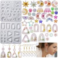 China DIY crystal dropper shaped oval hollow heart moon earrings pendant keychain silicone mold for sale