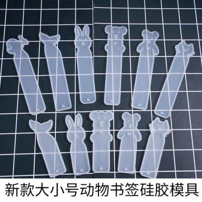 China Crystal dropper animal bookmark silicone mold DIY rabbit, cat, dolphin, standing teddy bear mold for sale
