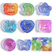 China DIY dropper resin pentagram moon double-layer quicksand ice transparent keychain mirror silicone mold for sale