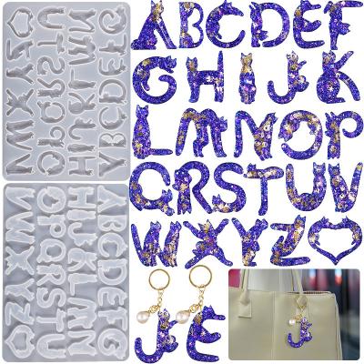 China Crystal dropper full page English 26 letter 26 cat letter pendant silicone mold DIY keychain for sale