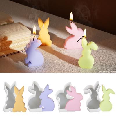 China Large Easter bunny mold, small bunny plaster ornament, cute bunny candle mold, folded ear bunny mold for sale
