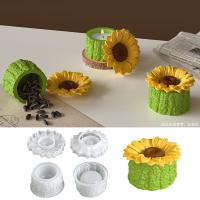 China Aromatherapy Gypsum Stump Flower Pot Storage Can Silicone Mold Sunflower Candle Cup Mold for sale