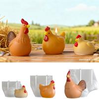 China Easter New Product Silicone Mold DIY 3D Stereoscopic Rooster Hen Candle Pendant Gypsum Mold for sale