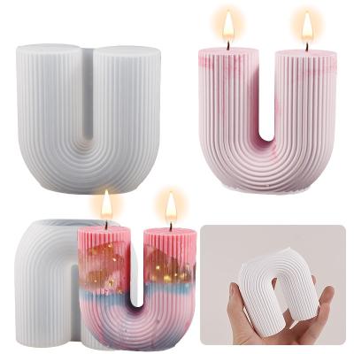 China Striped U-shaped tube candle mold, geometric stripe, cylindrical arch, arched stripe, rainbow bridge, aromatherapy candle grinding tool for sale