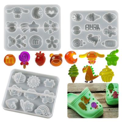 China DIY crystal dropper resin grinding tool hole shoe buckle flower rainbow crown patch silicone mold for sale