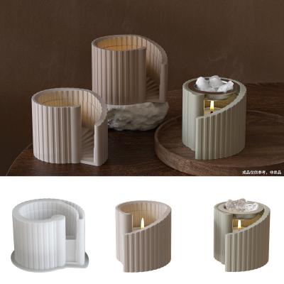 China Aromatherapy gypsum cement spiral staircase aroma furnace decoration candle mold DIY candle holder silicone mold for sale