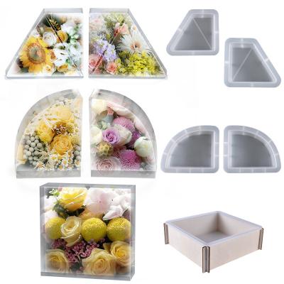 China DIY crystal dropper resin mold trapezoidal fan-shaped square book shelf jewelry table silicone mold for sale