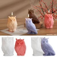 China DIY Crystal Dropping Gel Mirror Owl Ornament 3D Aromatherapy Candle Gypsum Ornament Silicone Mold for sale