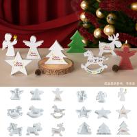 China DIY Christmas reindeer wooden horse pentagram Christmas tree angel boy candle ornament aromatherapy gypsum silicone mold for sale