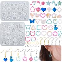 China DIY Crystal Dropping Gel Moon Star Cat Rabbit Head Note Earrings Pendant Flowing Sand Accessories Silicone Mold for sale