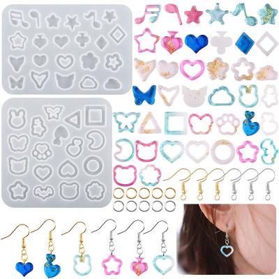 China DIY Crystal Dropping Gel Moon Star Cat Rabbit Head Note Earrings Pendant Flowing Sand Accessories Silicone Mold for sale