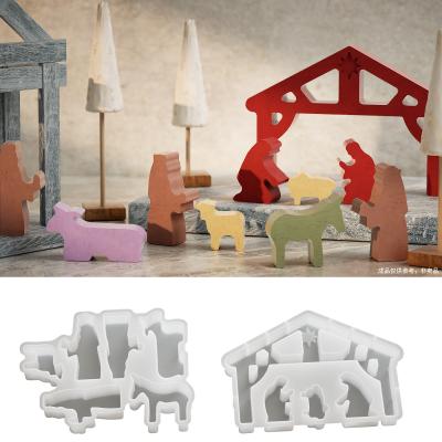 China Easter pastry, birth, prayer, worship, ornament, drip glue, plaster mold, prayer, house, candle holder, silicone mold for sale