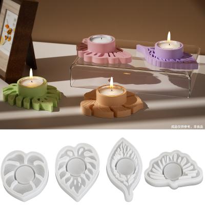 China DIY aromatherapy gypsum leaf candle holder dropper mold leaf candle stand decoration base silicone mold for sale