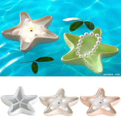 China DIY starfish candle tray silicone mold jewelry storage box minimalist style starfish tray silicone mold for sale