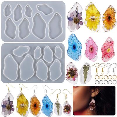 China DIY Mirror Dropping Resin Earrings Pendant Silicone Mold Geometric Plane Earrings Keychain Grinding Tool for sale