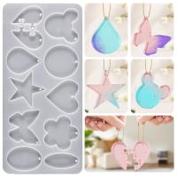 China DIY Crystal Dropping Resin Mirror Love Splicing Bear Head Pentagram Butterfly Elliptical Pendant Silicone Mold for sale