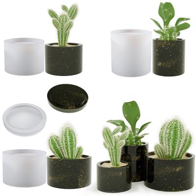 China Crystal Drip Glue DIY Resin Aromatherapy Gypsum Storage Box Silicone Mold Large Flower Pot Cup Grinding Tool for sale