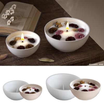 China Aromatherapy resin gypsum cement circular storage bowl silicone mold DIY aroma candle bowl gypsum mold for sale