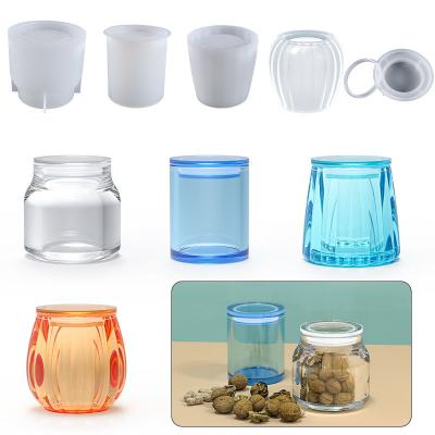 China DIY dropper sealing bottle sealing can mold striped cylindrical sealing bottle storage box silicone mold for sale
