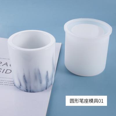 China DIY crystal dropper mold pen holder pen holder circular table decoration ornament storage silicone mold for sale
