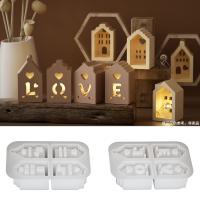 China Easter Love Star Small House Silicone Mold DIY Gypsum 4-Link Love Mini House Dropping Mold for sale