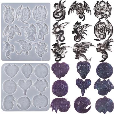 China Crystal Drip Glue Flying Dragon Fire Dragon Pattern Necklace Keychain Silicone Mold DIY Jewelry Pendant Drip Glue Grinding Machine for sale