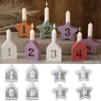 China DIY Drop Glue Digital House Pentagram Candlestick Silicone Mold Aromatherapy Candle Base Gypsum Mold for sale