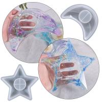 China DIY crystal dropper candle holder mold, cut surface, star moon candle holder, spherical base, silicone mold for sale
