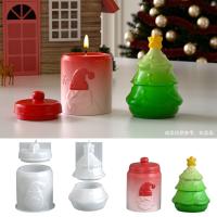 China DIY Aromatherapy Gypsum Cement Christmas Tree Santa Claus Pattern Storage Can Candle Cup Silicone Mold for sale