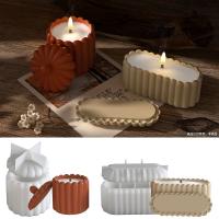 China Wave striped oval circular storage flowerpot silicone mold DIY aromatherapy candle cup gypsum mold for sale