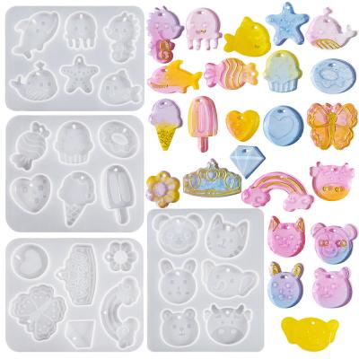 China DIY crystal dropper, marine animal candy, ice cream, rainbow butterfly pendant, keychain, silicone mold for sale