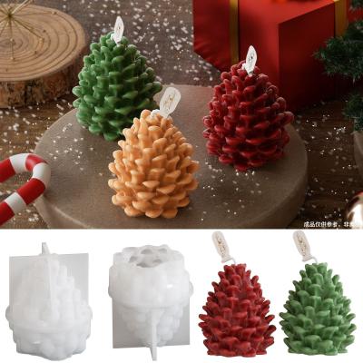China DIY Pinecone Candle Silicone Mold Christmas Tree Pendant Dropping Glue Nightlight Decoration Aromatherapy Gypsum Ornament Cross border for sale
