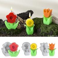China DIY 3D Flower Aromatherapy Candle Dropping Mold Tulip Sunflower Gypsum Silicone Mold for sale