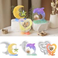 China Crystal Drip Glue Love Picture Frame Grinding Tool Moon Dolphin Heart shaped Gypsum Pendant Hanging Silicone Mold for sale