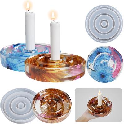 China DIY crystal dropper gypsum circular candle holder, circular candle holder, storage tray, mirror silicone mold for sale