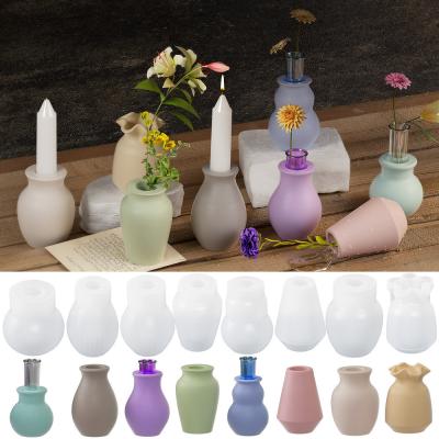 China DIY crystal dropper resin test tube vase gypsum cement lace round mouth candle holder silicone mold for sale