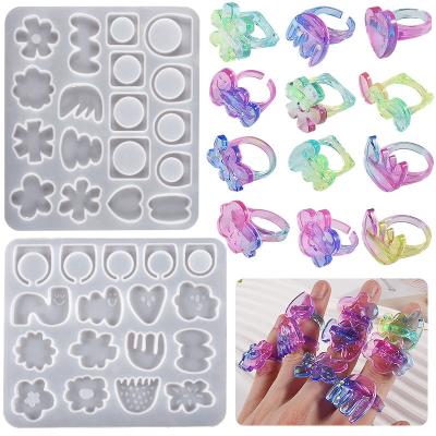 China DIY crystal drop adhesive ring silicone mold mirror shaped flower ring jewelry drop adhesive grinding tool for sale