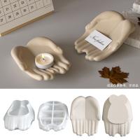 China Aromatherapy Gypsum Hand Tray Silicone Mold DIY Crystal Resin Model Hand Dish Dropping Mold for sale