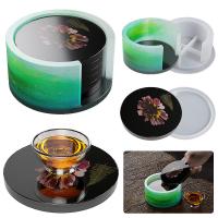 China DIY Crystal Dropping Resin Gypsum Six Piece Round Cup Bottom Seat Storage Box Silicone Mold for sale