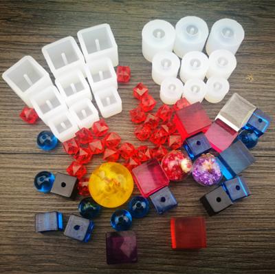 China Bead Pendant Silicone Mold DIY Jewelry Mold Crystal Drip Glue AB Glue Round Spherical Body With Holes for sale