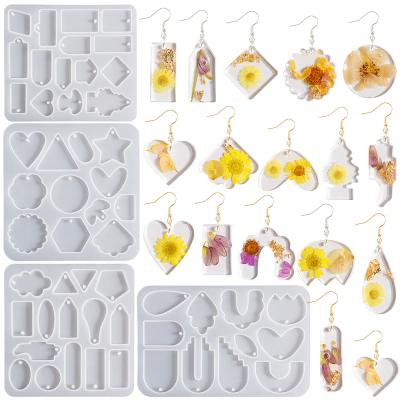 China Crystal Dropper DIY Geometric Pendant Earring Mold, Heart-shaped Rectangular Triangle Water Droplet Earring Necklace Silicone Mold for sale